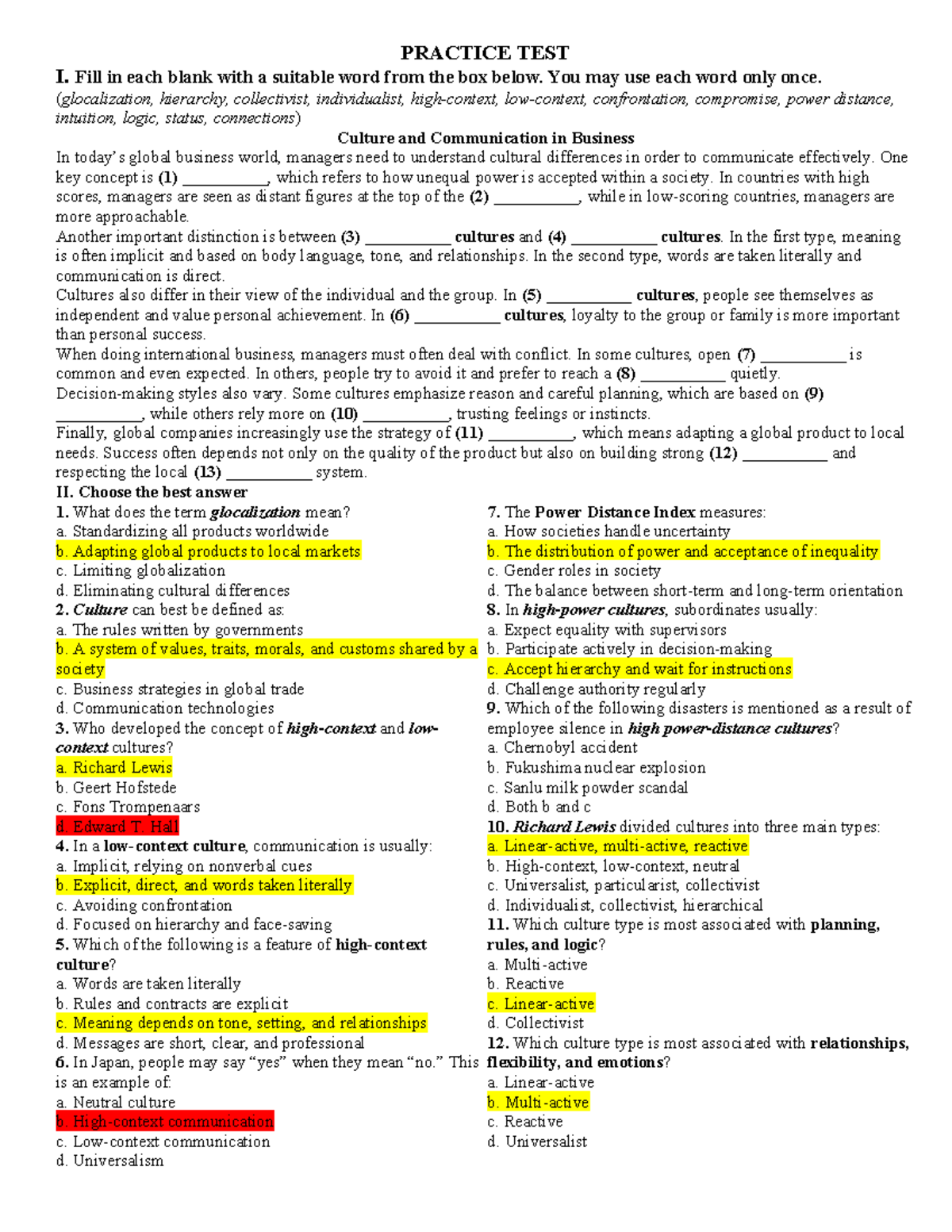 Unit 3 Practice: Company Structure - Practice Test I - Studocu