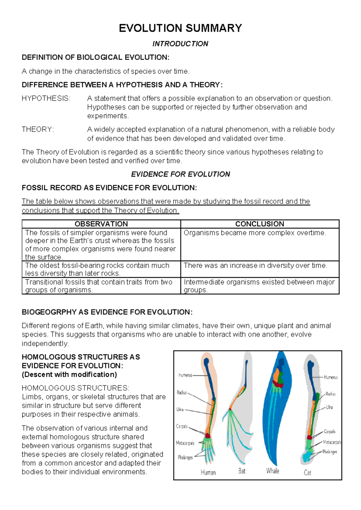 Evolution Summary: Grade 12 Life Orientation Exam Prep Guide - Studocu