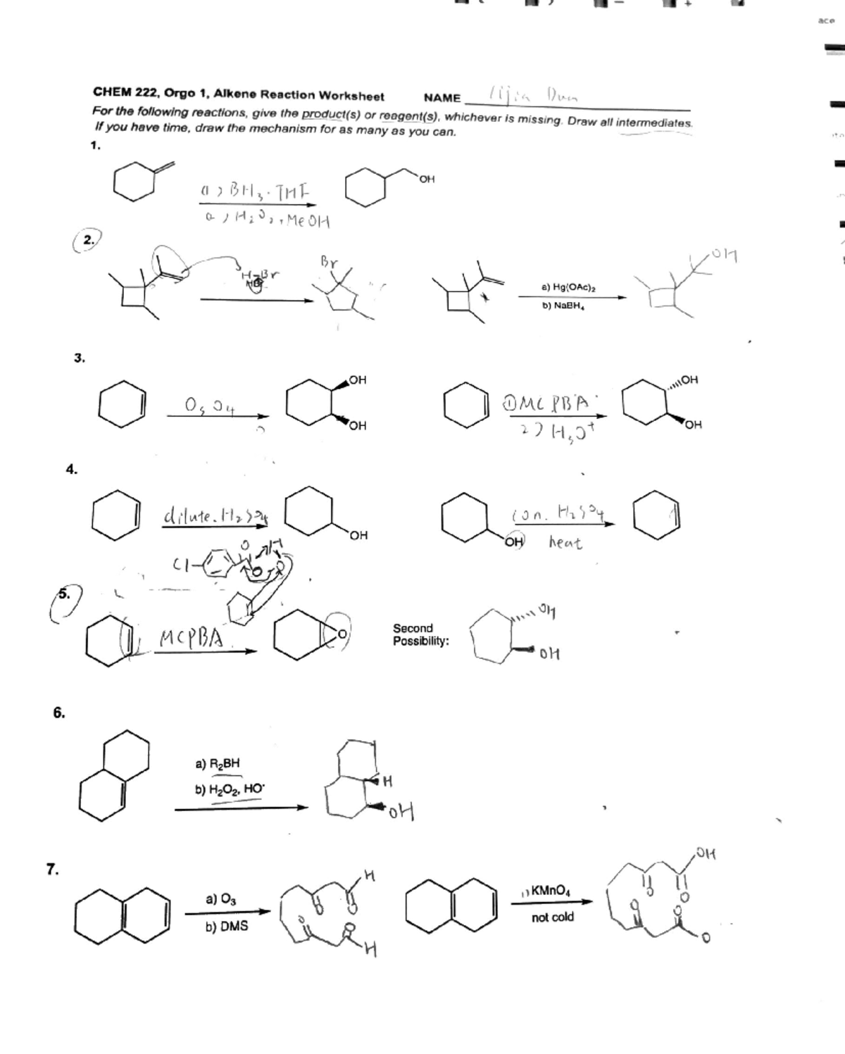 Rec11 - ............... - CHM 3003 - CHEM Orgo 1, Alkene Reaction ...