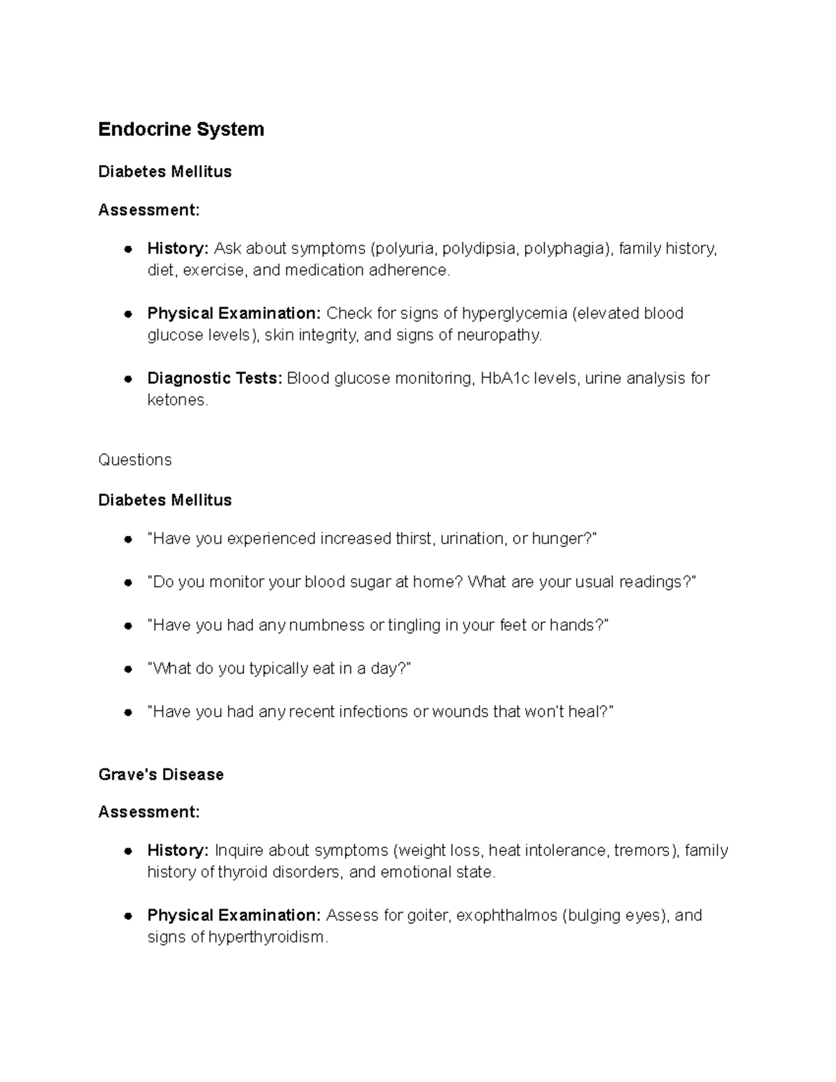 Endocrine System: Symptoms, Monitoring, and Medication Insights - Studocu