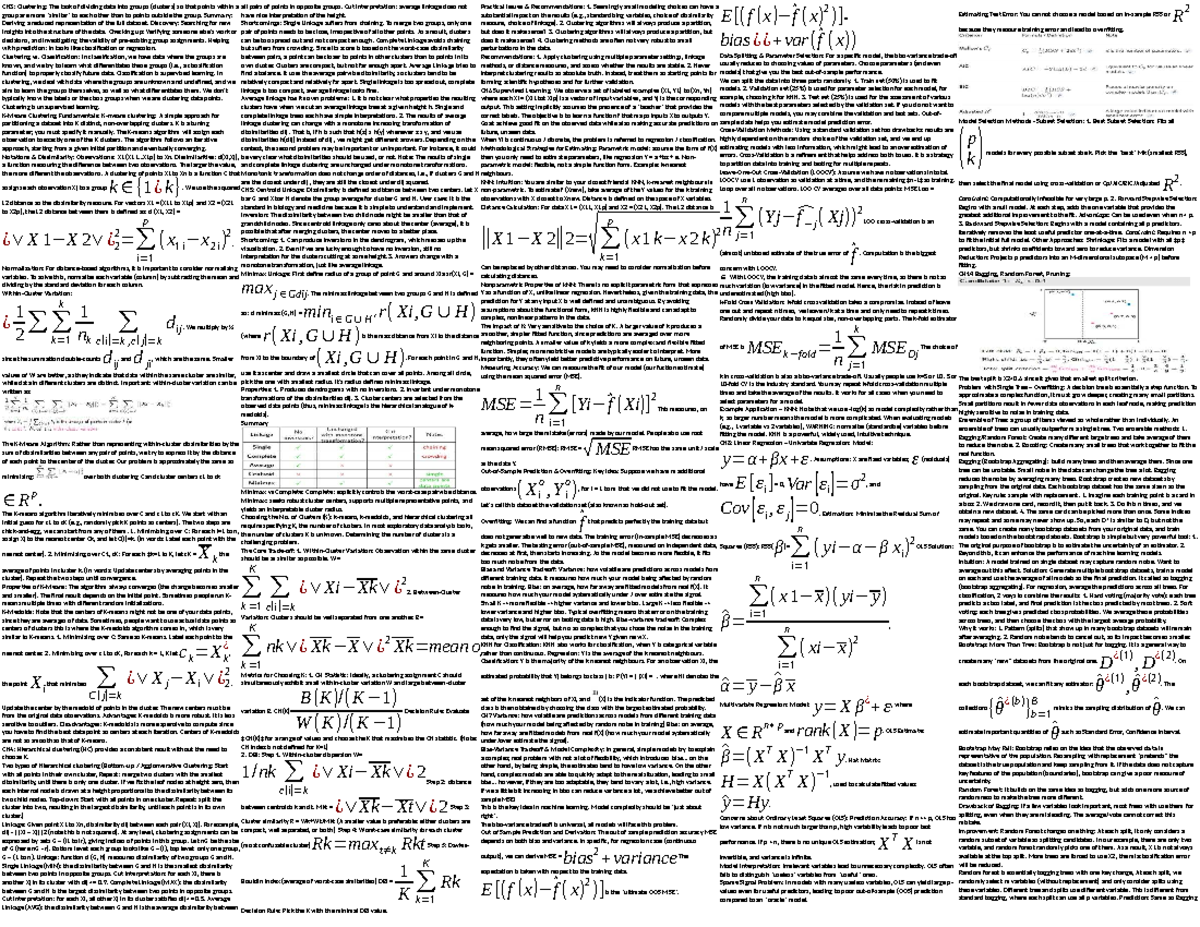 Clustering and Supervised Learning Cheat Sheet (2026) - Studocu