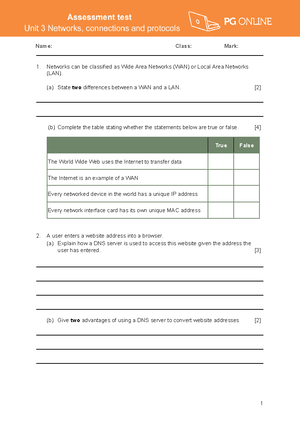Unit 7 Assessment - Programming - Name: Class: Mark: 1. Calculate each of the following ...