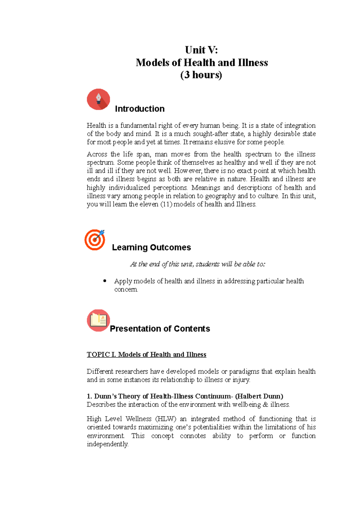 Unit 5: Health and Illness Models - PH 51 Presentation Notes - Studocu