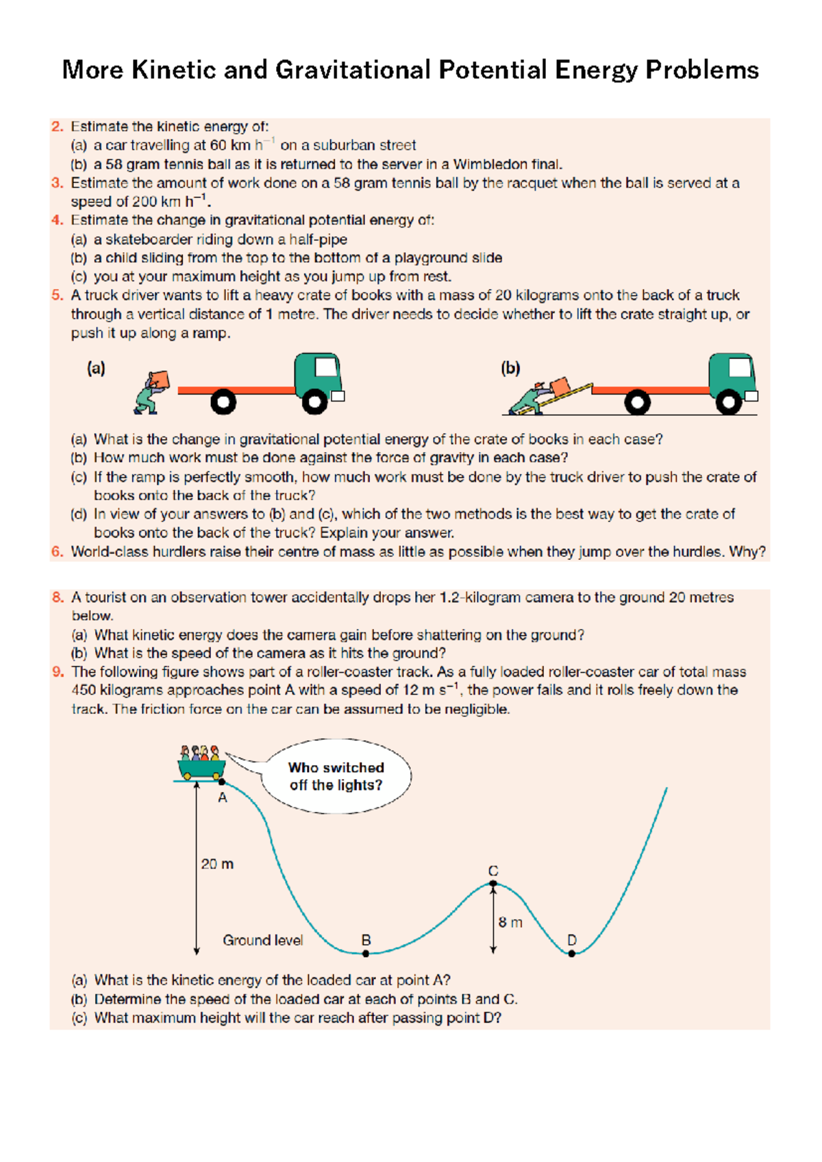 More kinetic and gravitational potential energy problems - Studocu