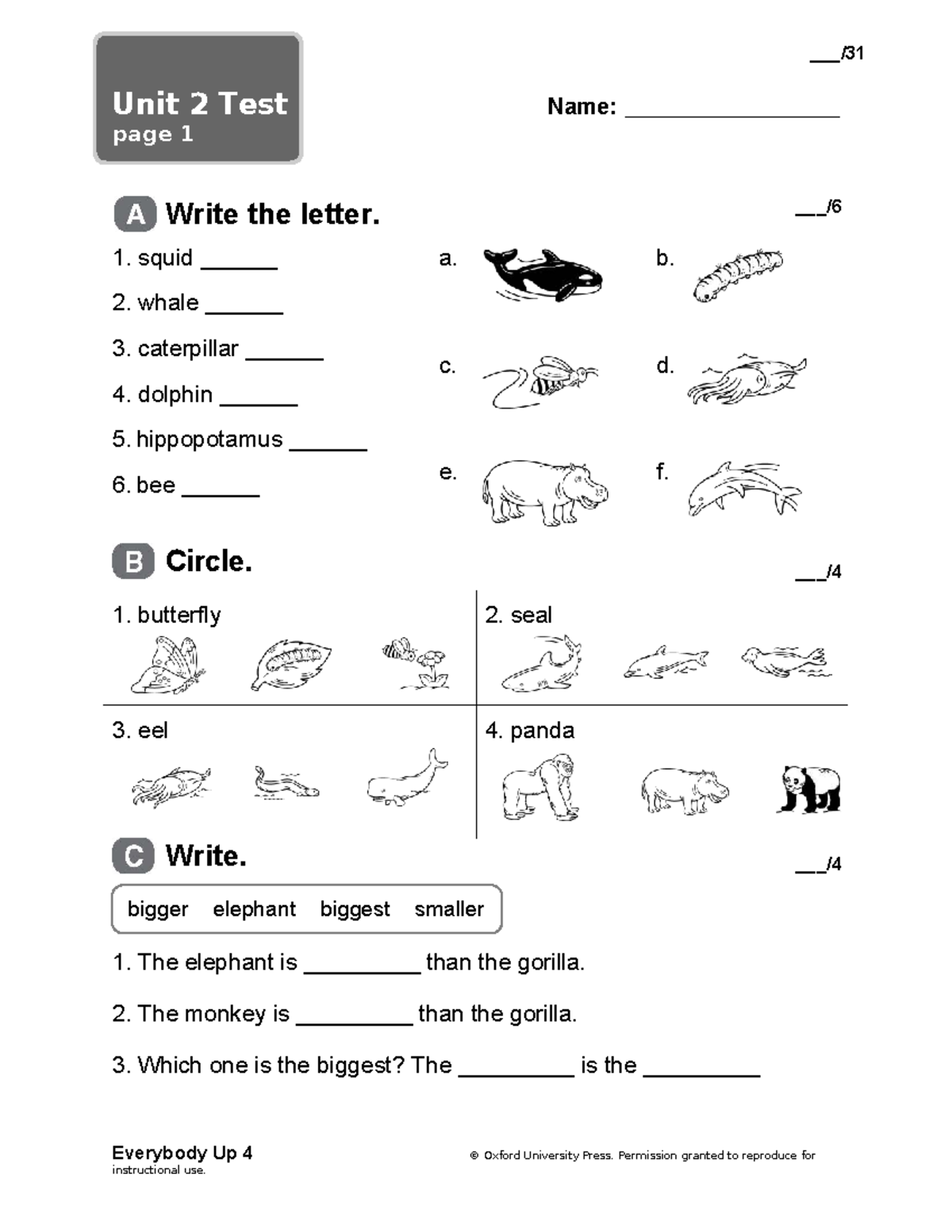 EU2e L4 Unit 2 Test: Animal Comparisons & Descriptions - Studocu