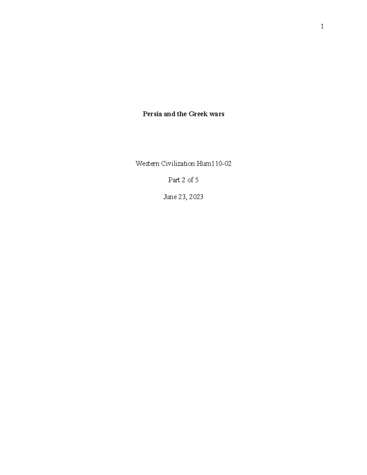 Persia and the Greek Wars: A Historical Analysis (Western Civ II) - Studocu