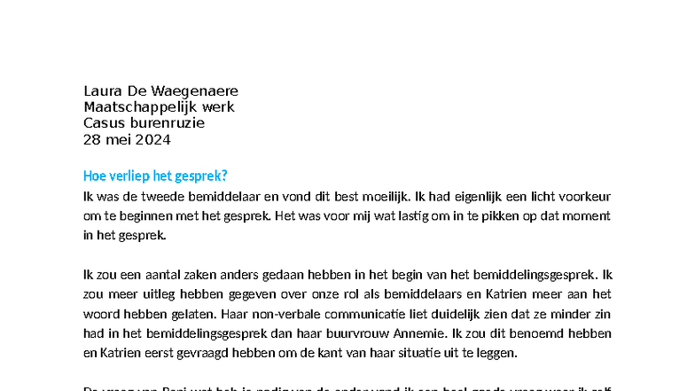 Reflectie Bemiddelen: Casus Burenruzie - Coachende Vaardigheden 28 mei ...