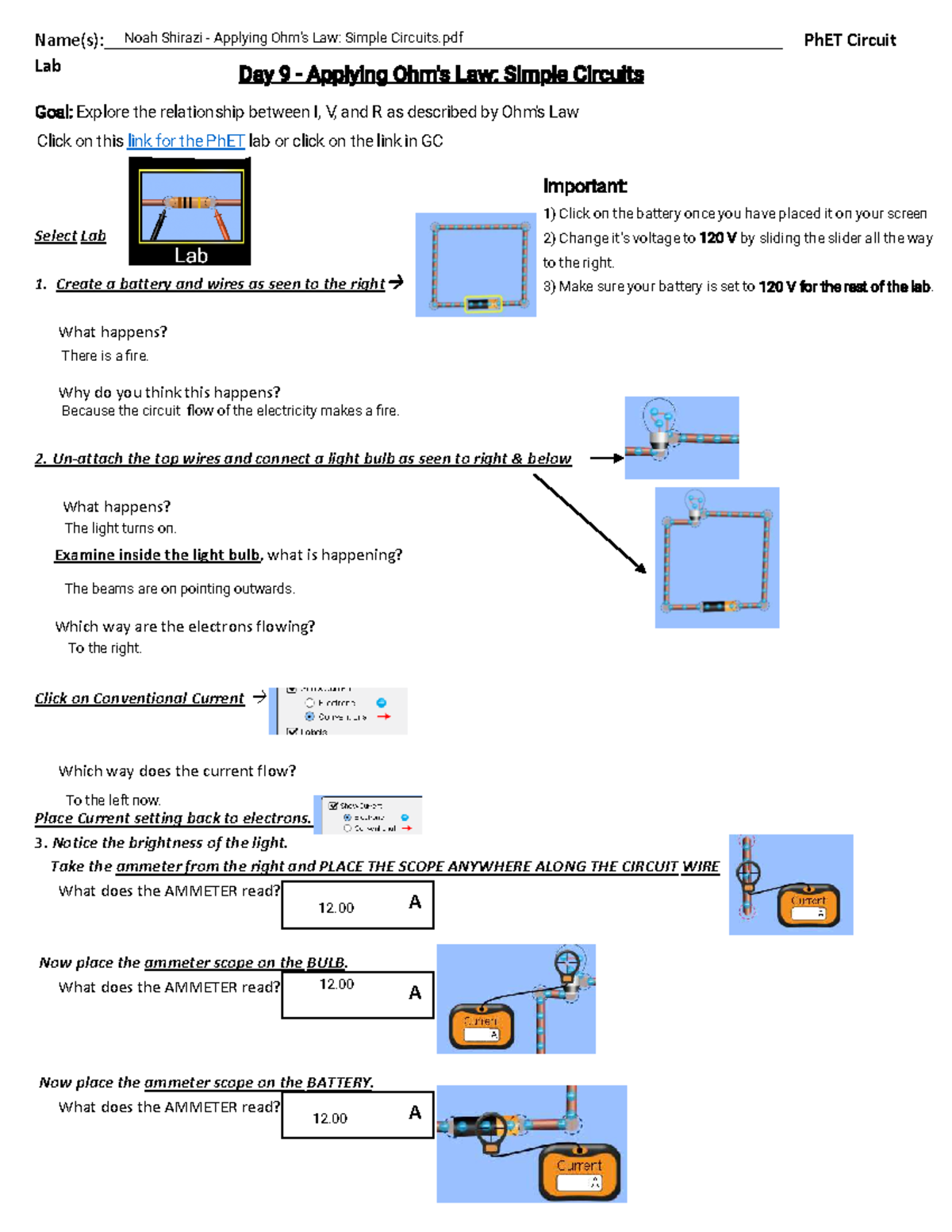 Applying Ohm's Law in Simple Circuits - Lab Activity Guide - Studocu