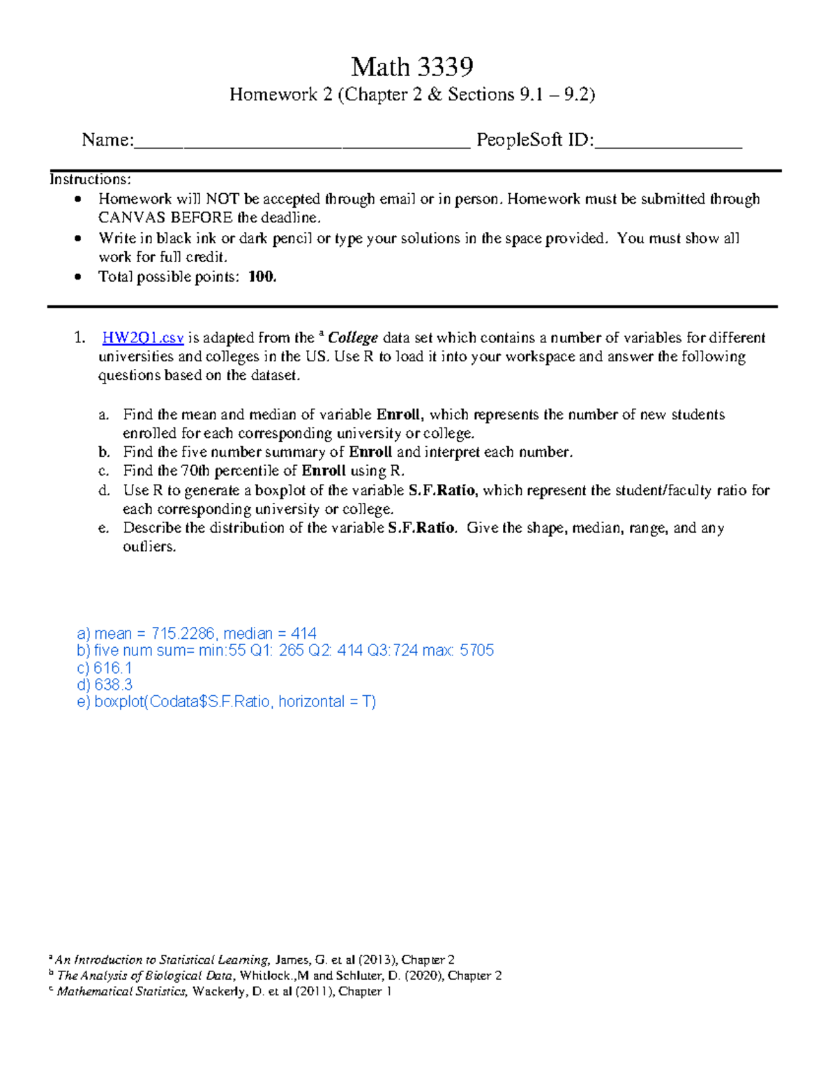 Math 3339: Homework 2 - Statistical Analysis & Data Interpretation ...