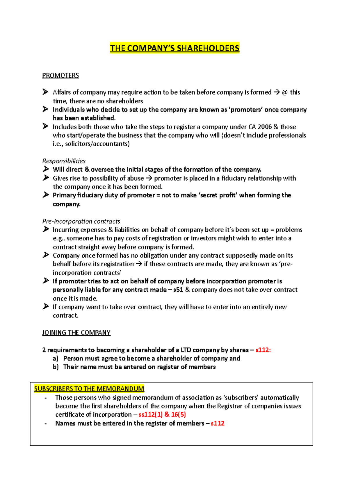 LTD Company Shareholders Notes: Rights, Responsibilities, and ...