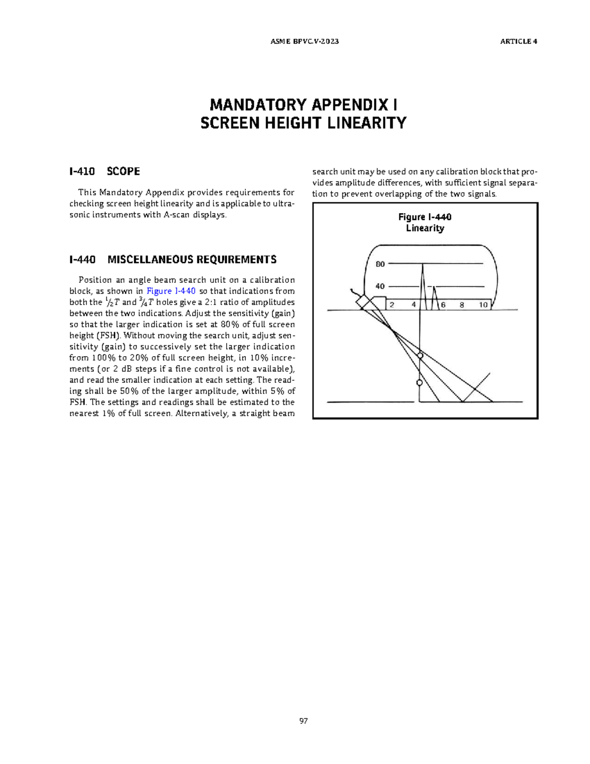 ASME V 2023 Mandatory Appendix I: Screen Height Linearity Guide - Studocu