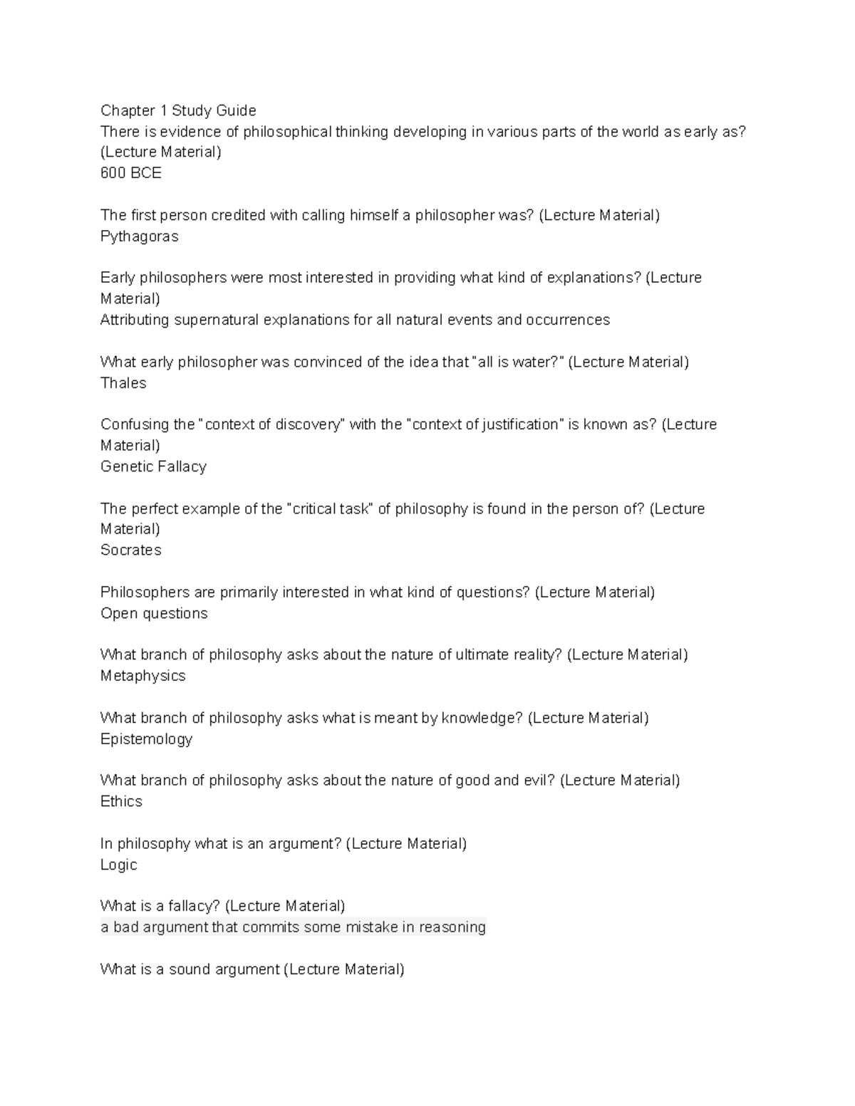 Chapter 1 Study Guide - Chapter 1 Study Guide There is evidence of ...