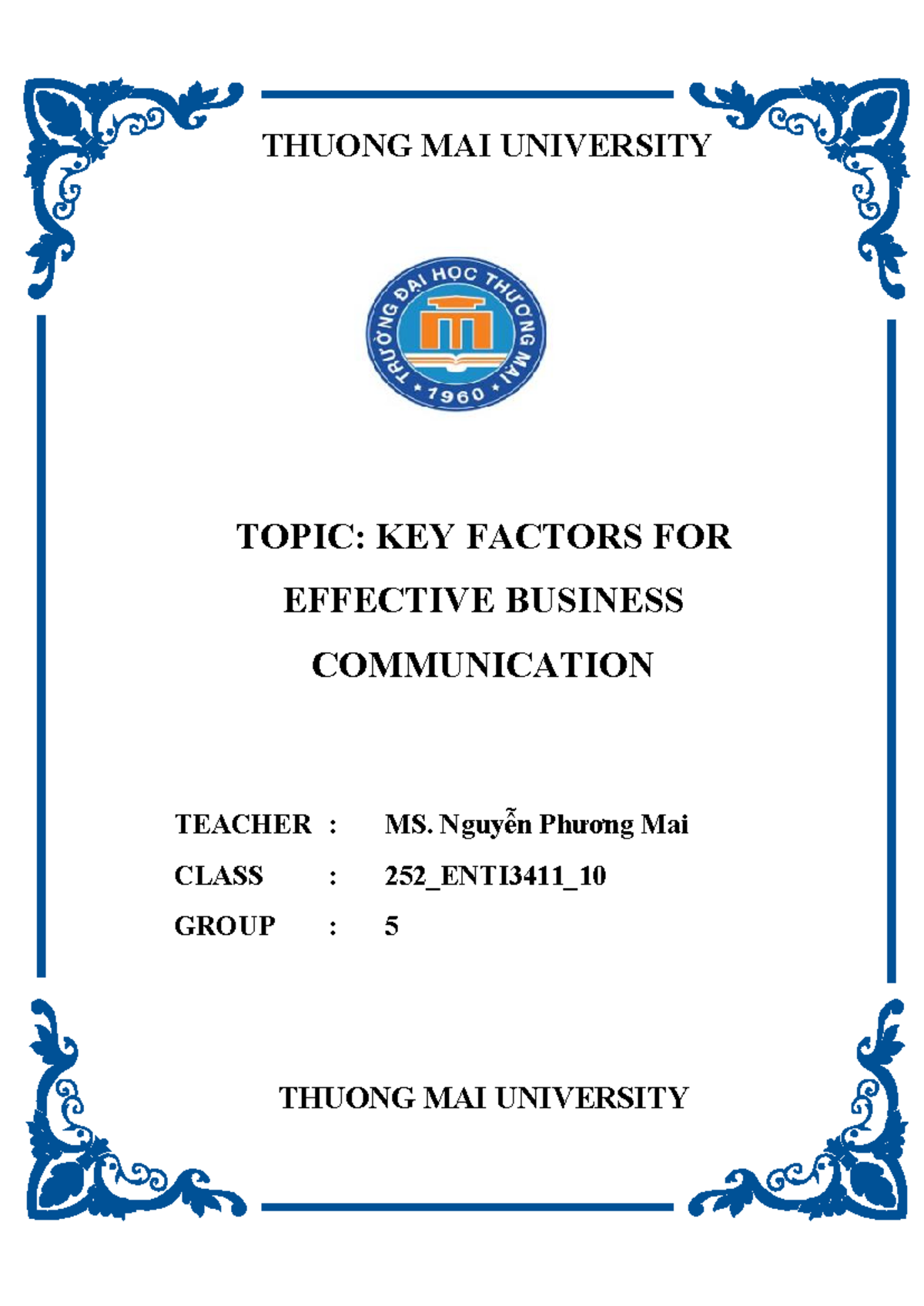 TATM2 - Key Factors for Effective Business Communication: Group 5 ...