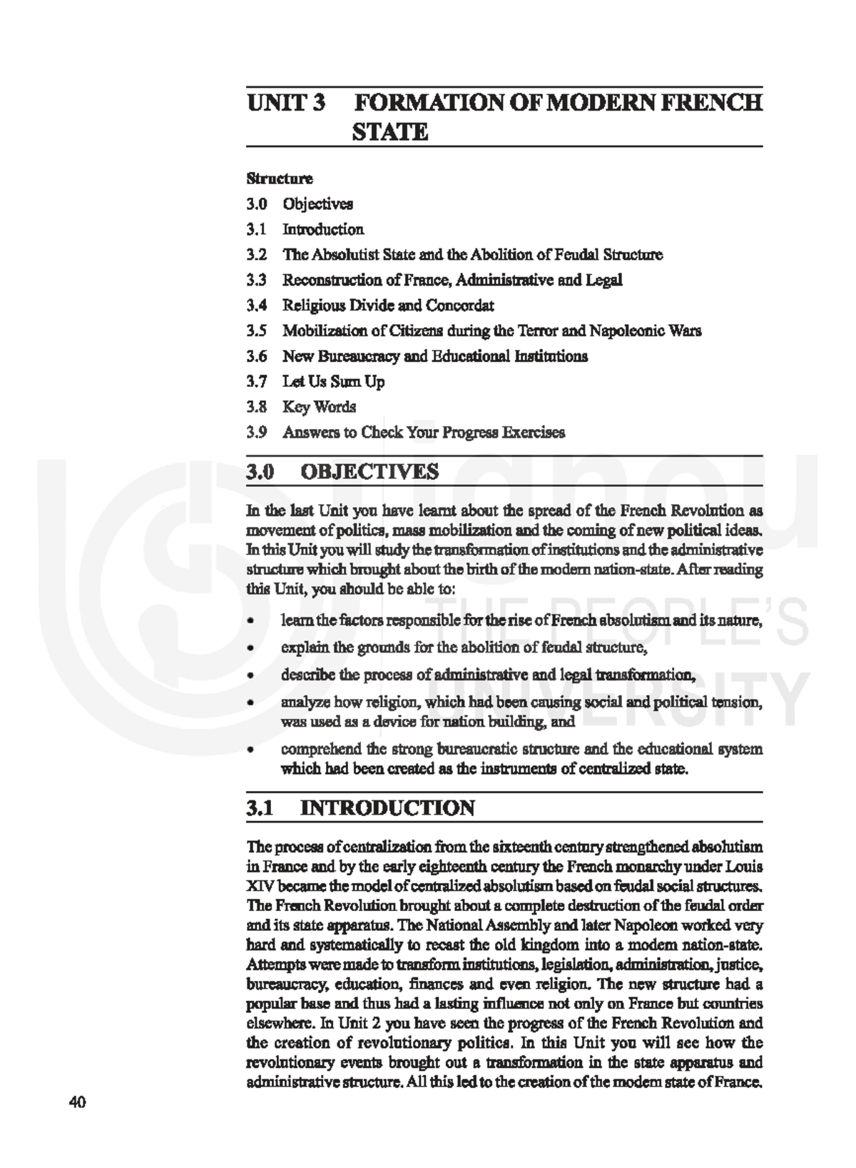 Unit 3: Formation of the Modern French State - IGNOU Notes - Studocu