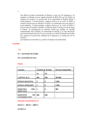Linear programming solution examples - Each unit of X that is produced ...