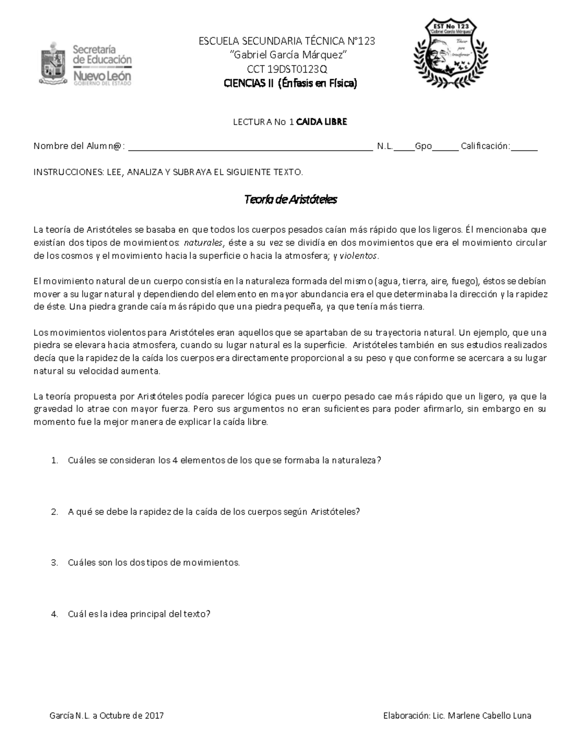 LECTURAS DE FÍSICA II (Énfasis en Ciencias) - ESCUELA SECUNDARIA ...