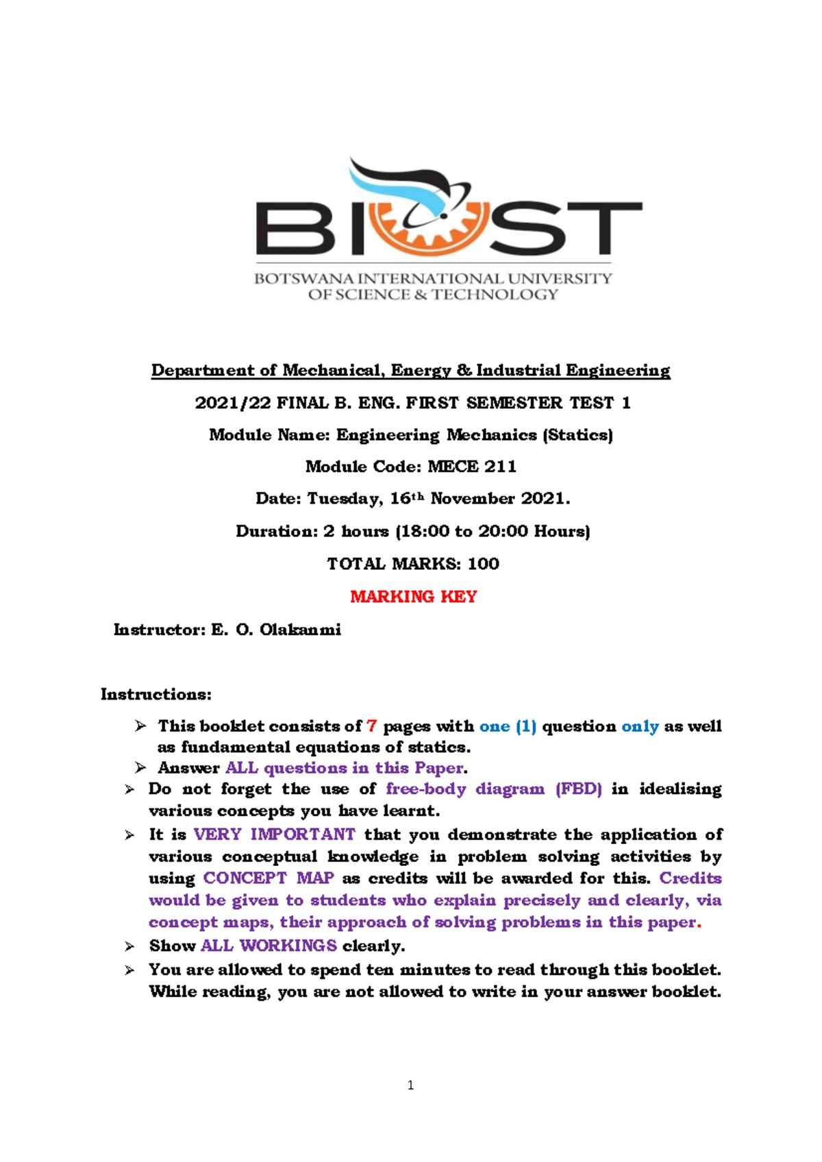 MMEE 210 2022-23 Main Exam Memo on Materials Science - Studocu