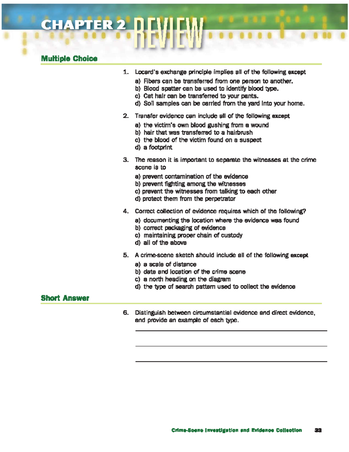 CHAPTER 2 REVIEW: Key Concepts in Investigation & Evidence Collection ...