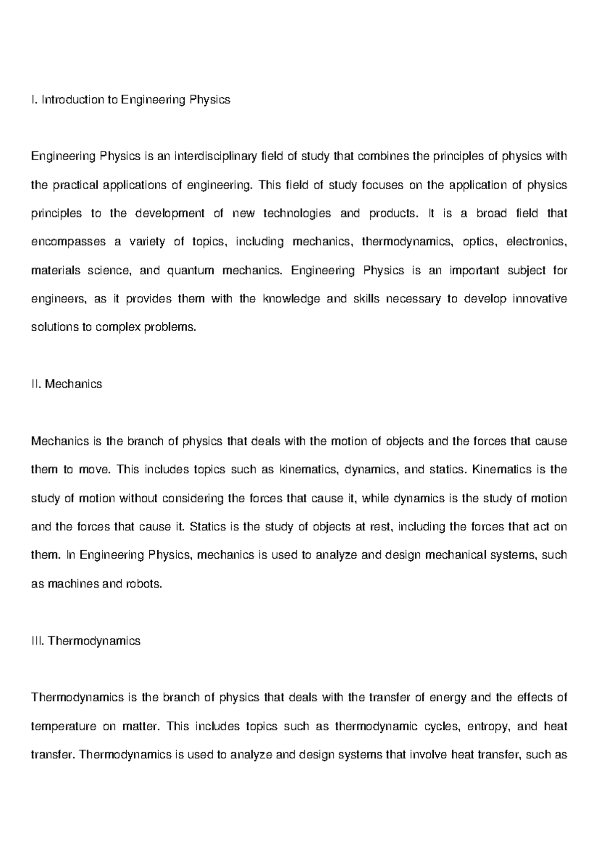 Engineering Physics - I. Introduction to Engineering Physics ...