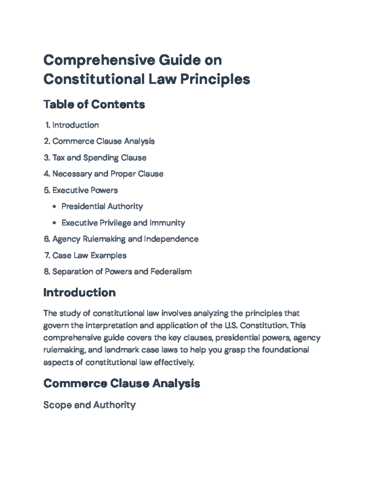 Constitutional Law Principles (LAW 101): Key Clauses & Case Analysis ...