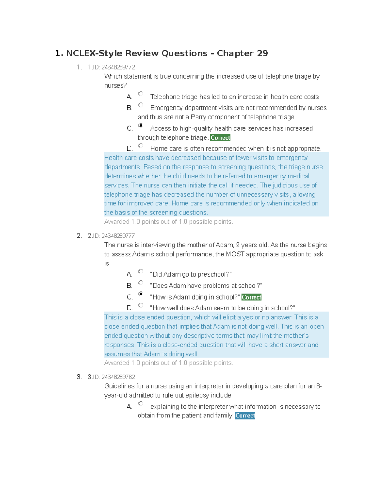 NCLEX Pediatric Exam 1 Review Questions and Answers - Studocu