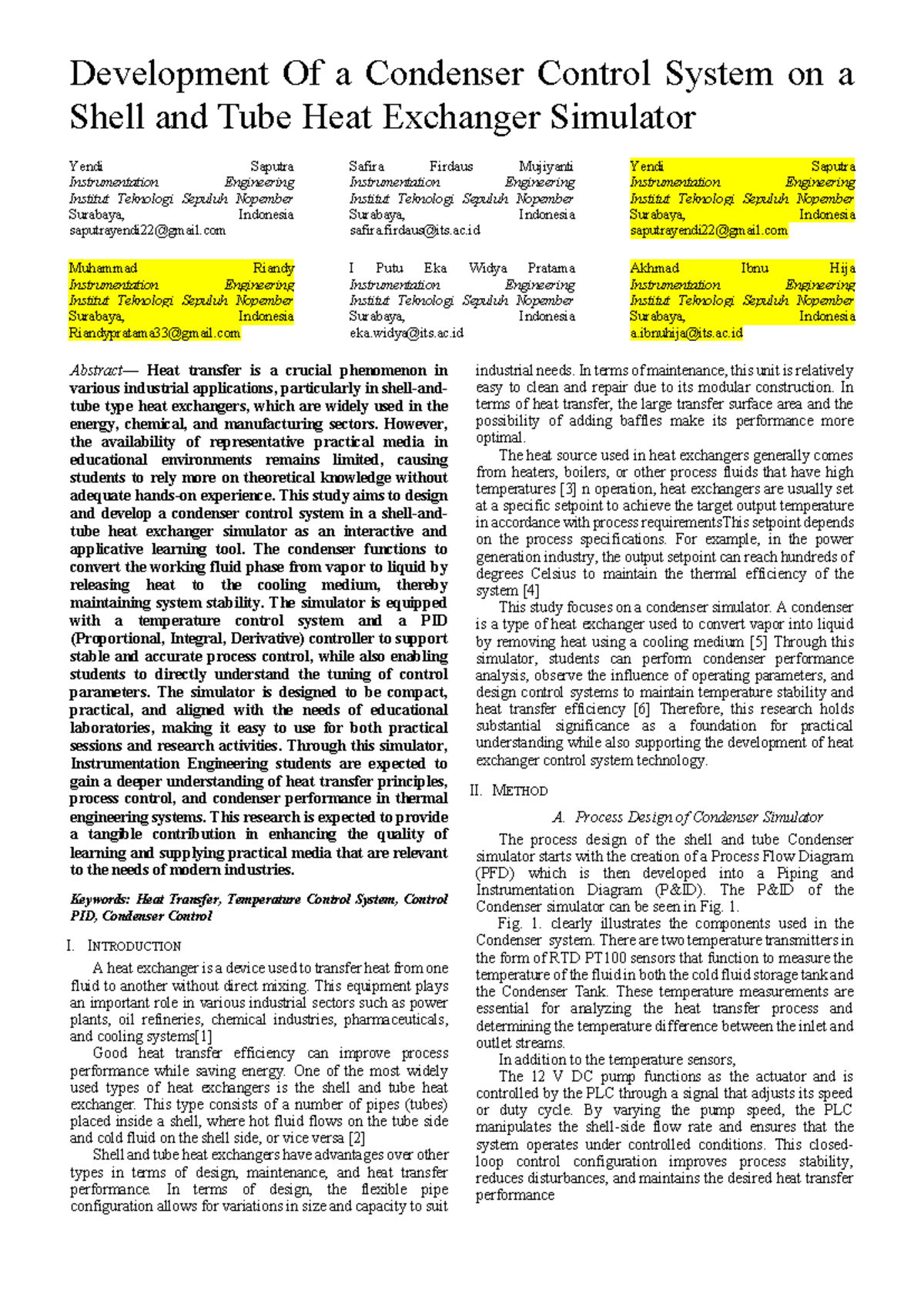 Development of a Condenser Control System for Shell and Tube Heat ...