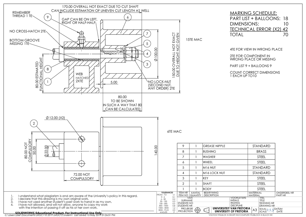 ST2 2019 Assembly: Technical Drawing & Estimation Details - Studocu