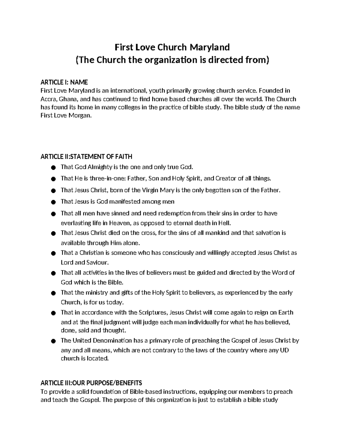First love Church information - First Love Church Maryland (The Church ...