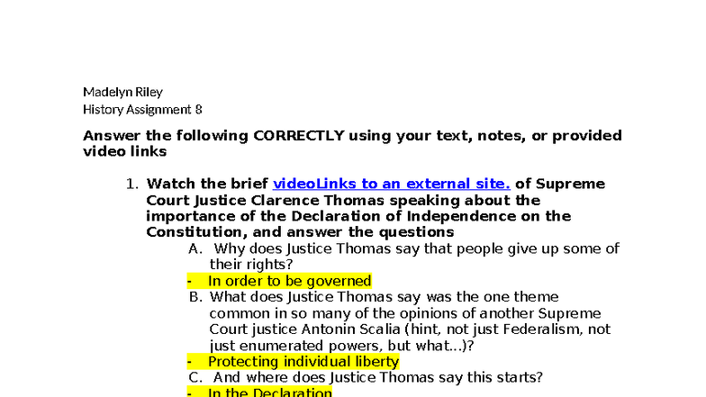 HIST 101 Assignment 8: Understanding the Constitution and Its ...