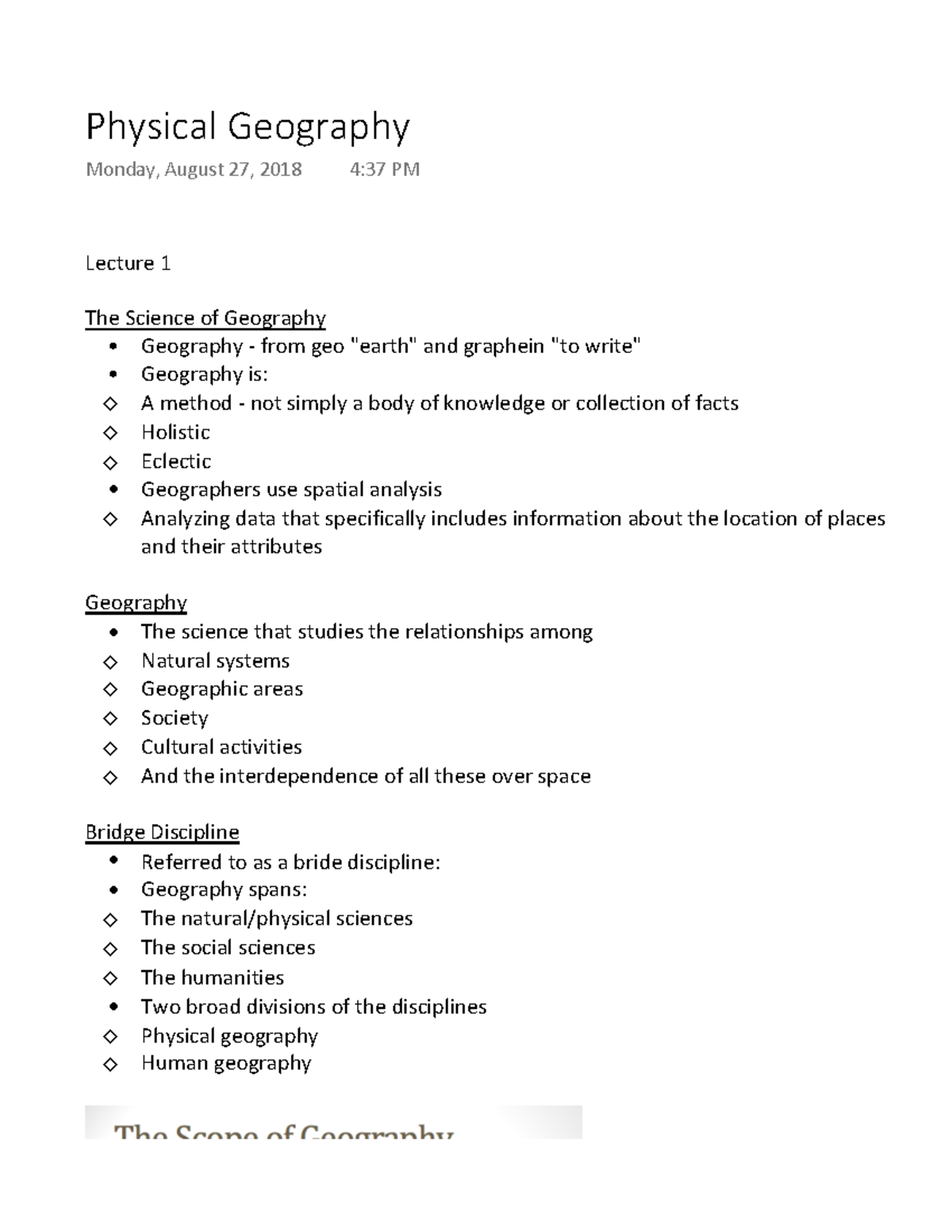Physical Geography - Lecture Notes 1: Spatial Analysis & Themes - Studocu