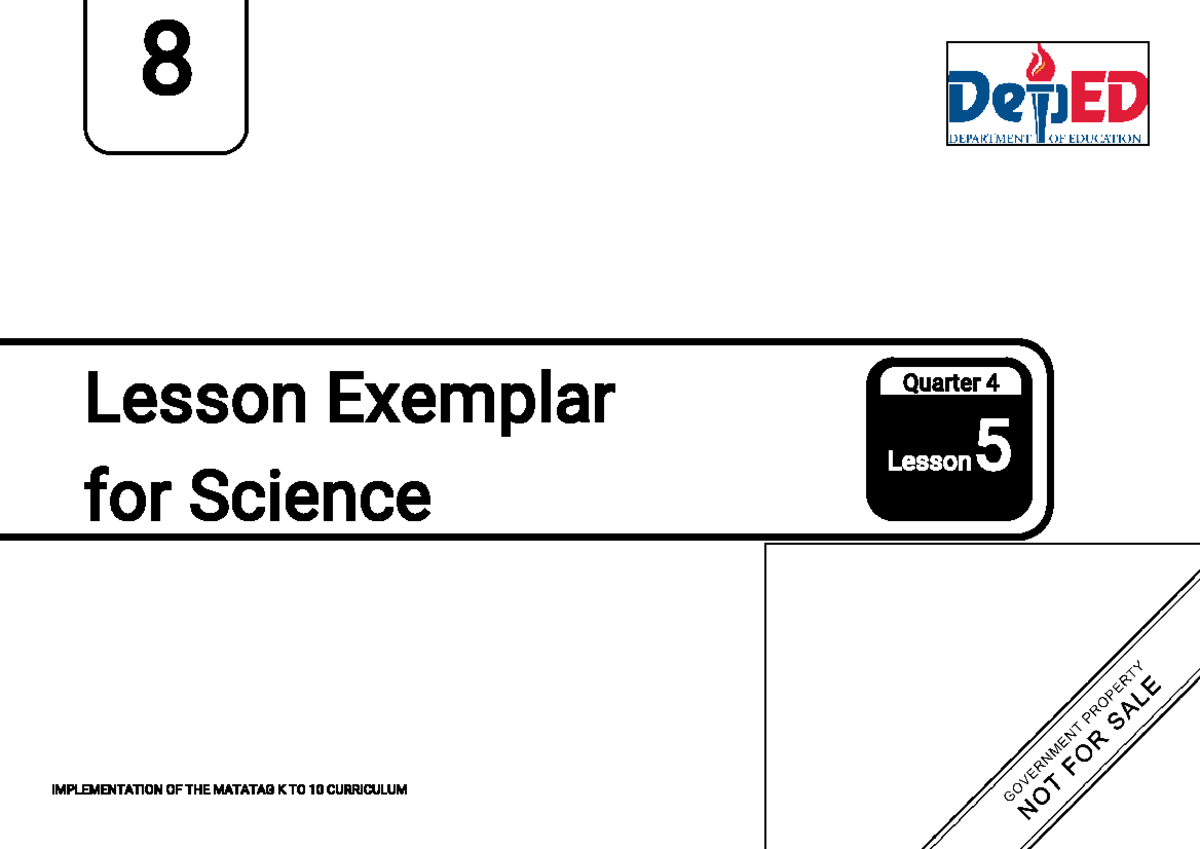 Lesson Exemplar for Science 8: Kinetic and Potential Energy (Q4 W5 ...