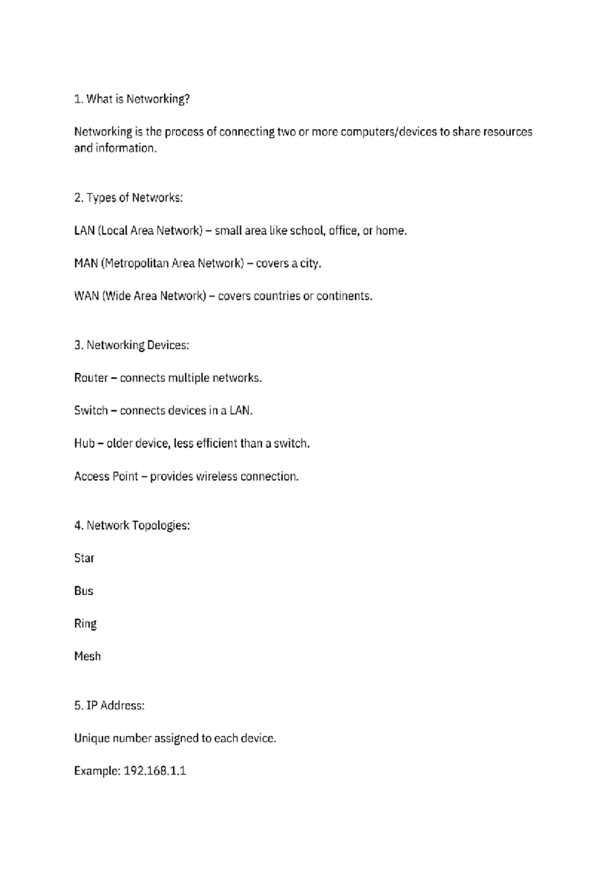 Basic Networking Concepts Review for IT 101 - Studocu