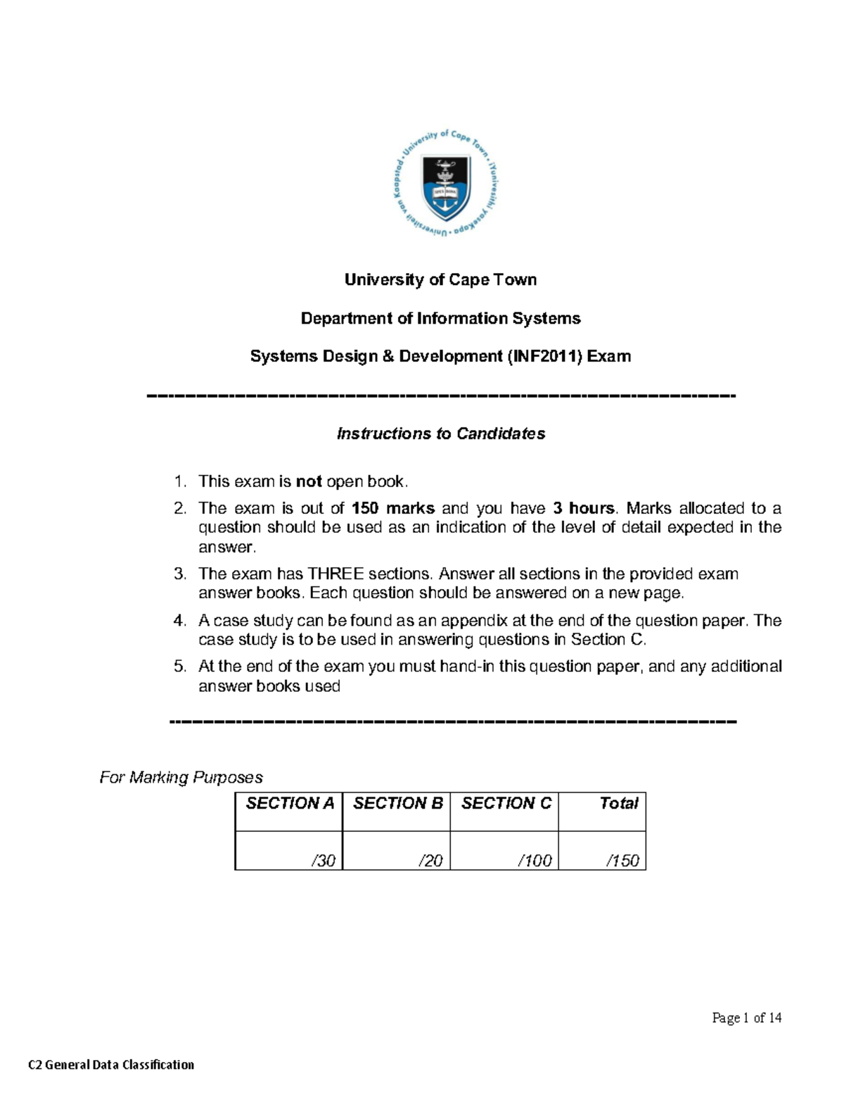 INF2011 2019 Final Exam: Systems Design & Development - Studocu