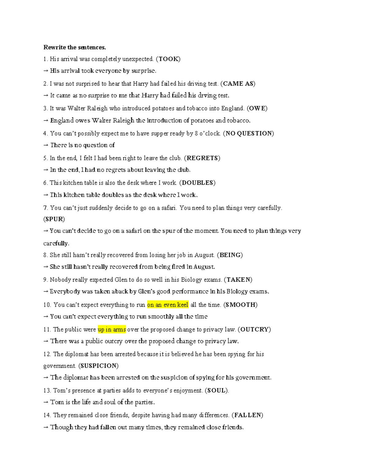 Homework: Rewrite Sentences (1) - Practice Exercises - Studocu