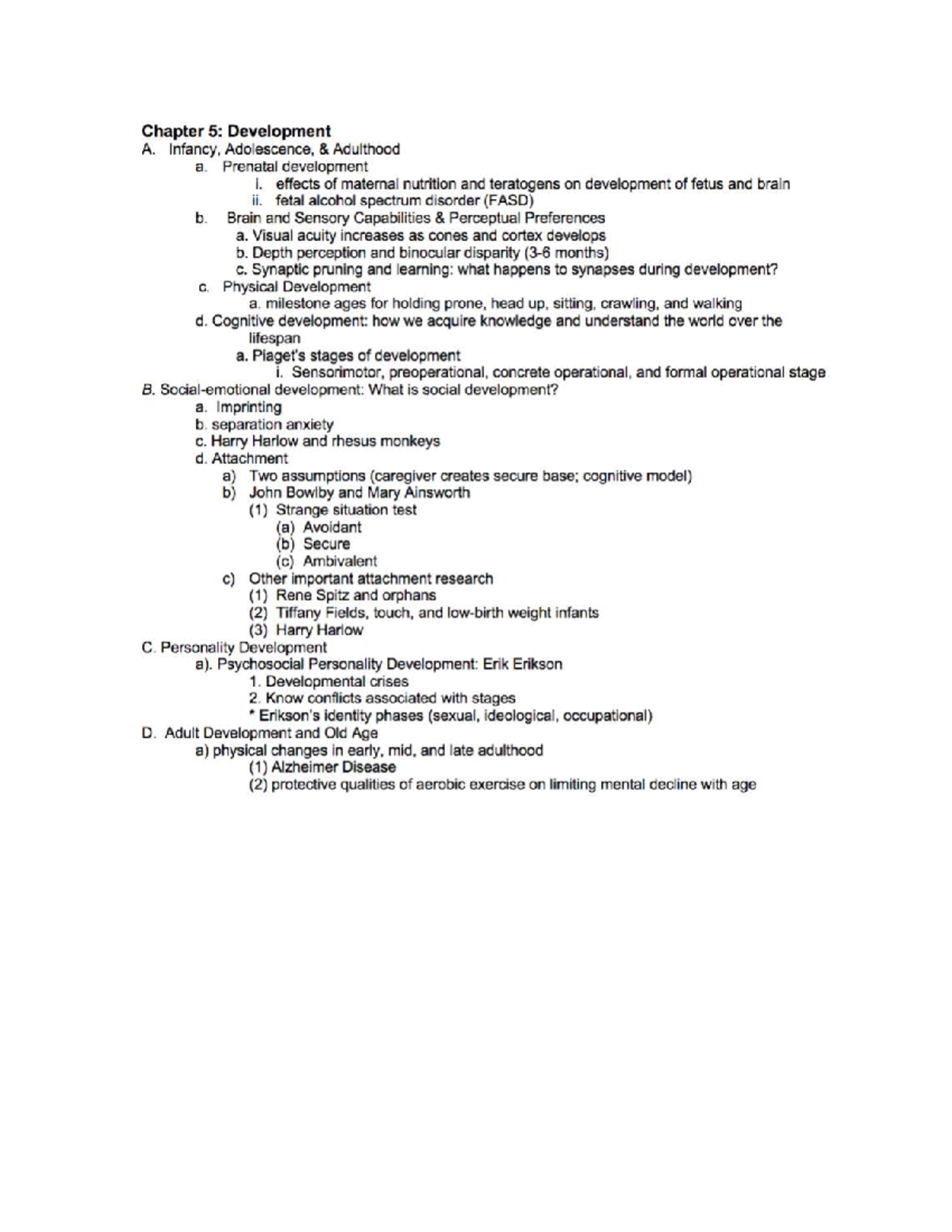 Chapter 5: Development A. Infancy to Adulthood Insights and Analysis - Studocu