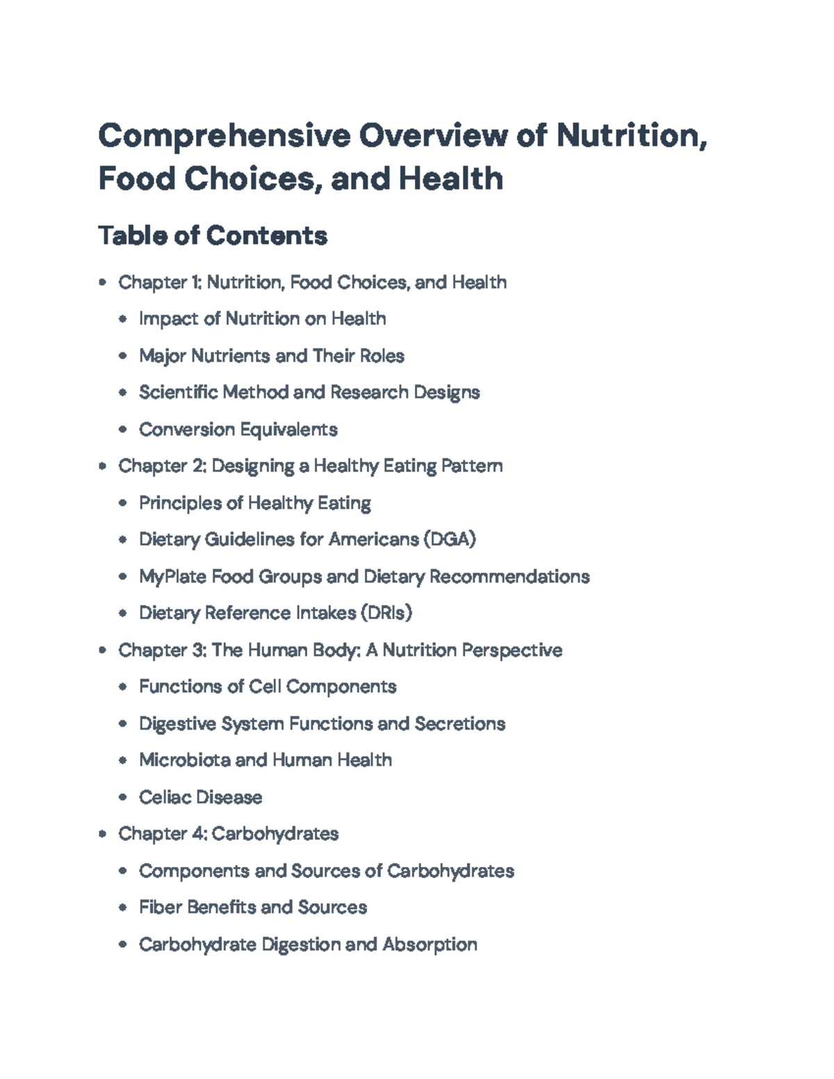 Comprehensive Overview of Nutrition, Food Choices, and Health - Bone ...
