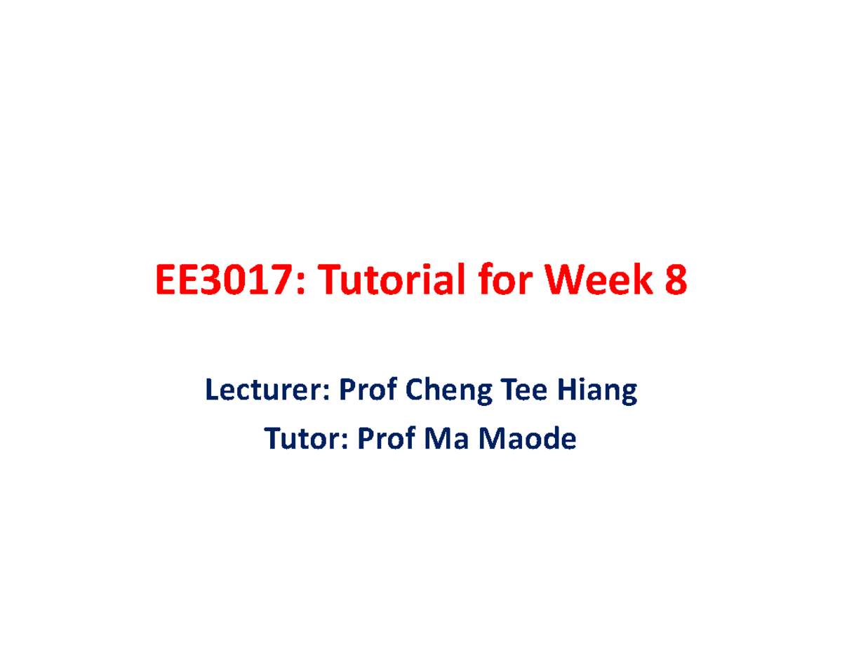 PPT for Tutorial in Week 8 (1) - outline of solution for students ...