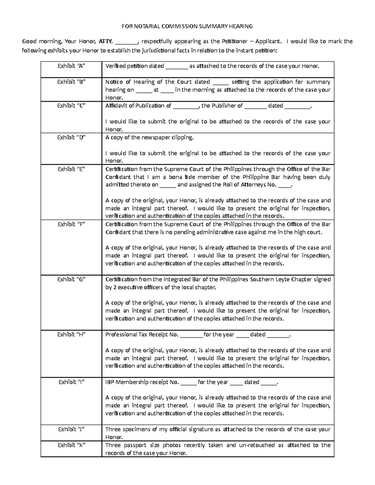 Notarial Hearing Script for Commission Summary Hearing - Studocu