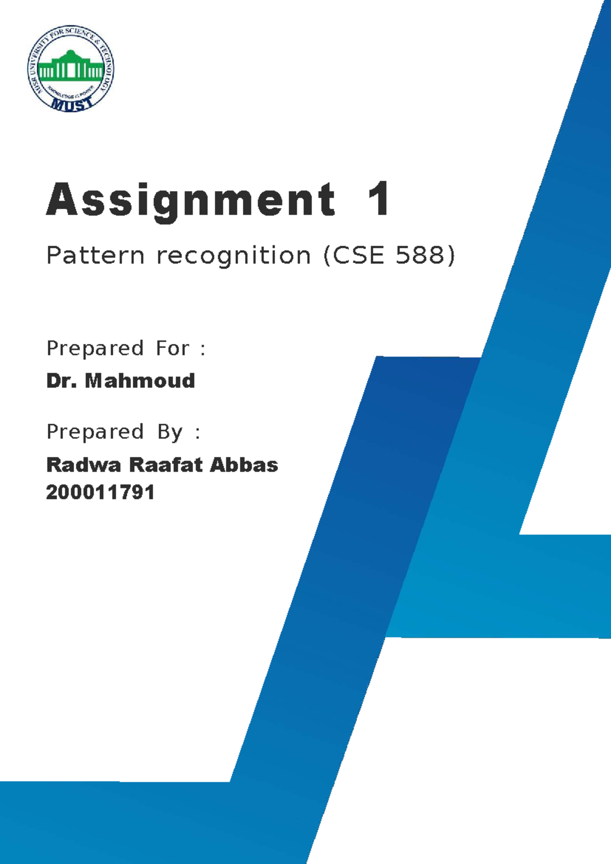 CSE 588 Assignment 1: Understanding Pattern Recognition Techniques - Studocu
