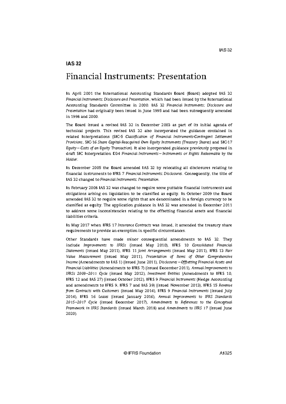 IAS 32 - Financial Instruments: Presentation Overview and Amendments ...