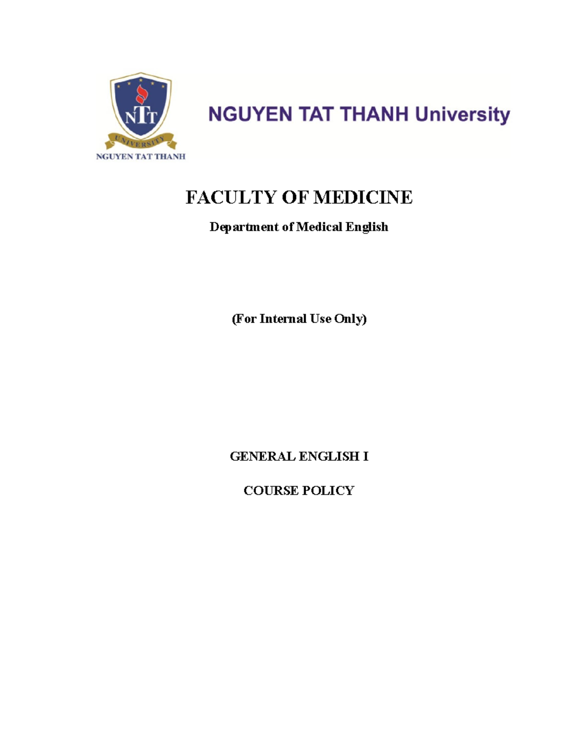 General English I Course Guide (revised) - FACULTY OF MEDICINE ...