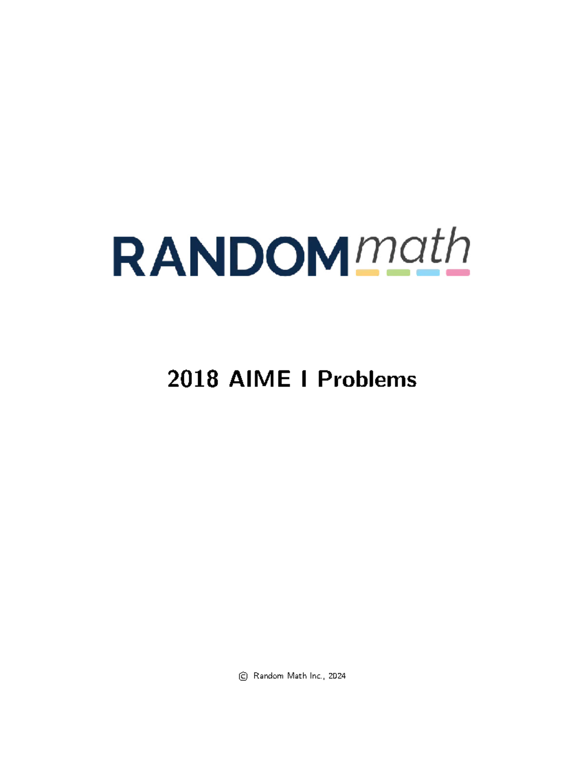 AIME I 2018 - Problem Set and Solutions - Studocu