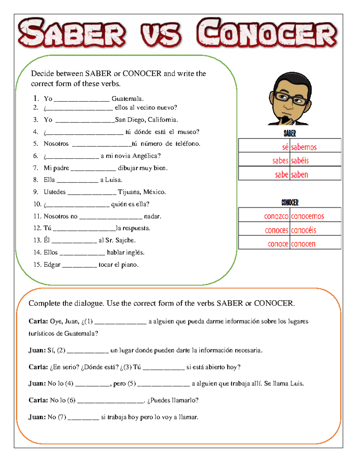 SABER vs CONOCER Activity: Verb Forms & Maze Challenge - Studocu
