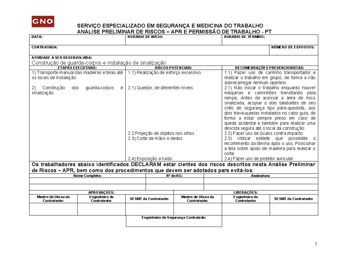 CHECK LIST SEGURANÇA ANDAIME - INSPEÇÃO DIÁRIA E REQUISITOS HNK - Studocu