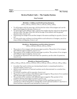 7th grade lesson 2 - math - REVIEW Topic Essential Question ? TOPIC 2 ...