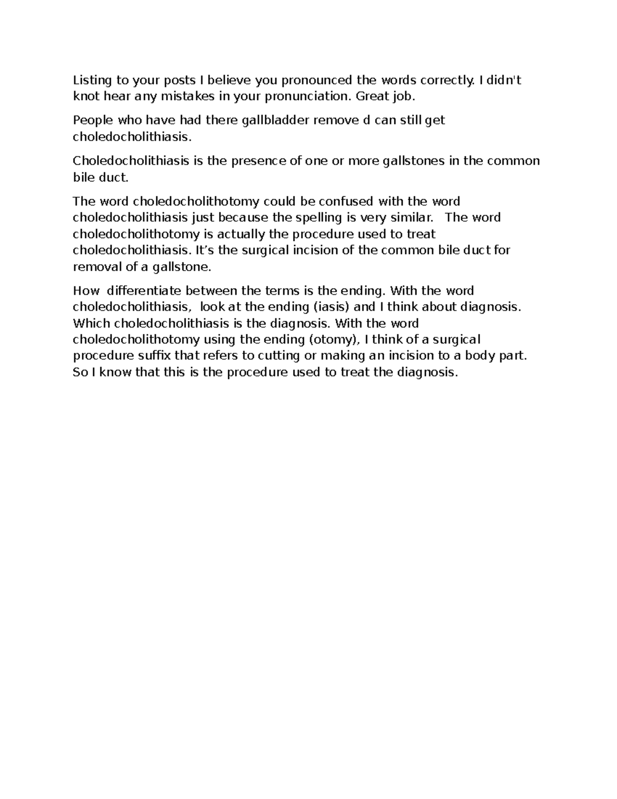 Dis 3 Response: Understanding Choledocholithiasis vs ...