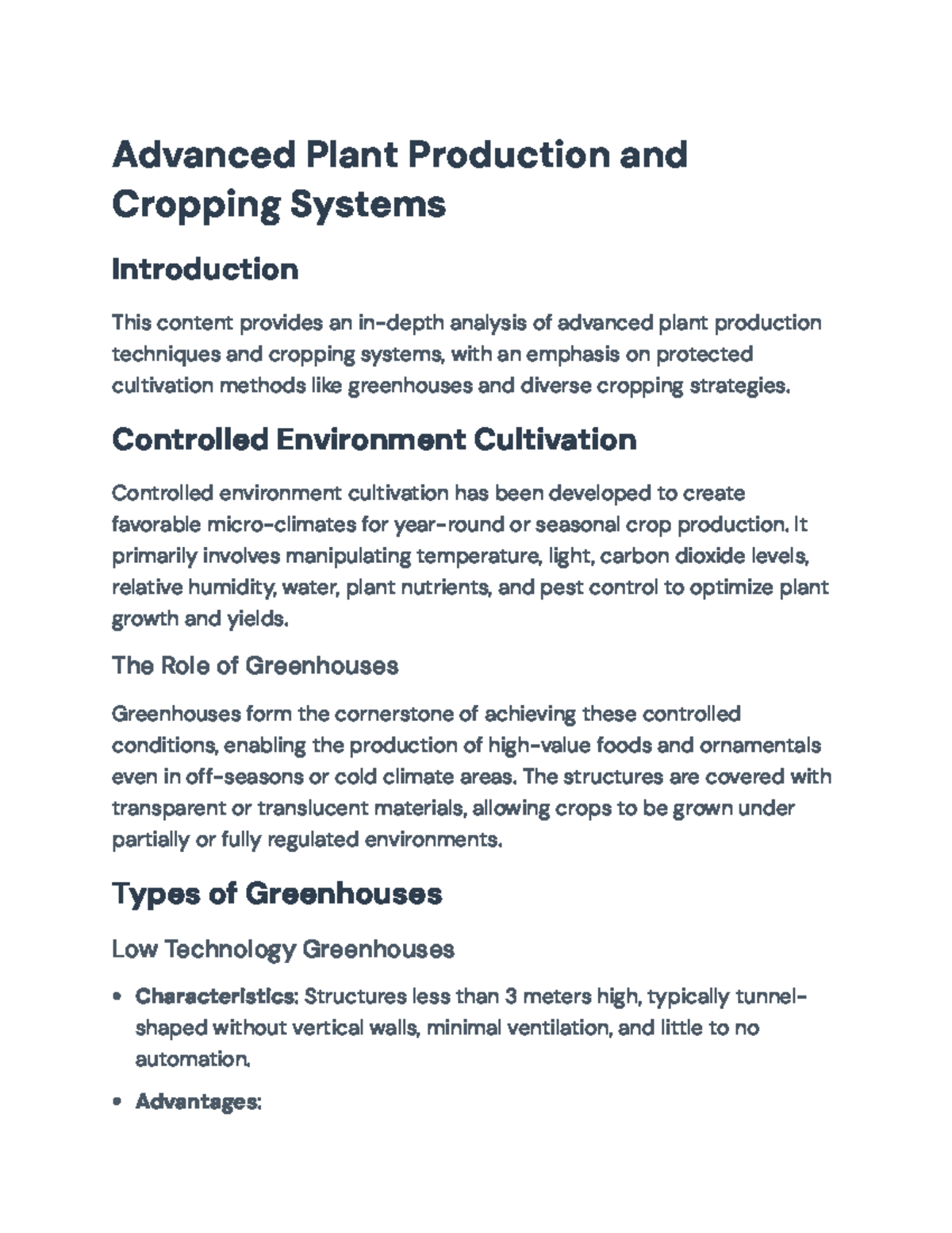 Advanced Plant Production Techniques and Cropping Systems Analysis ...