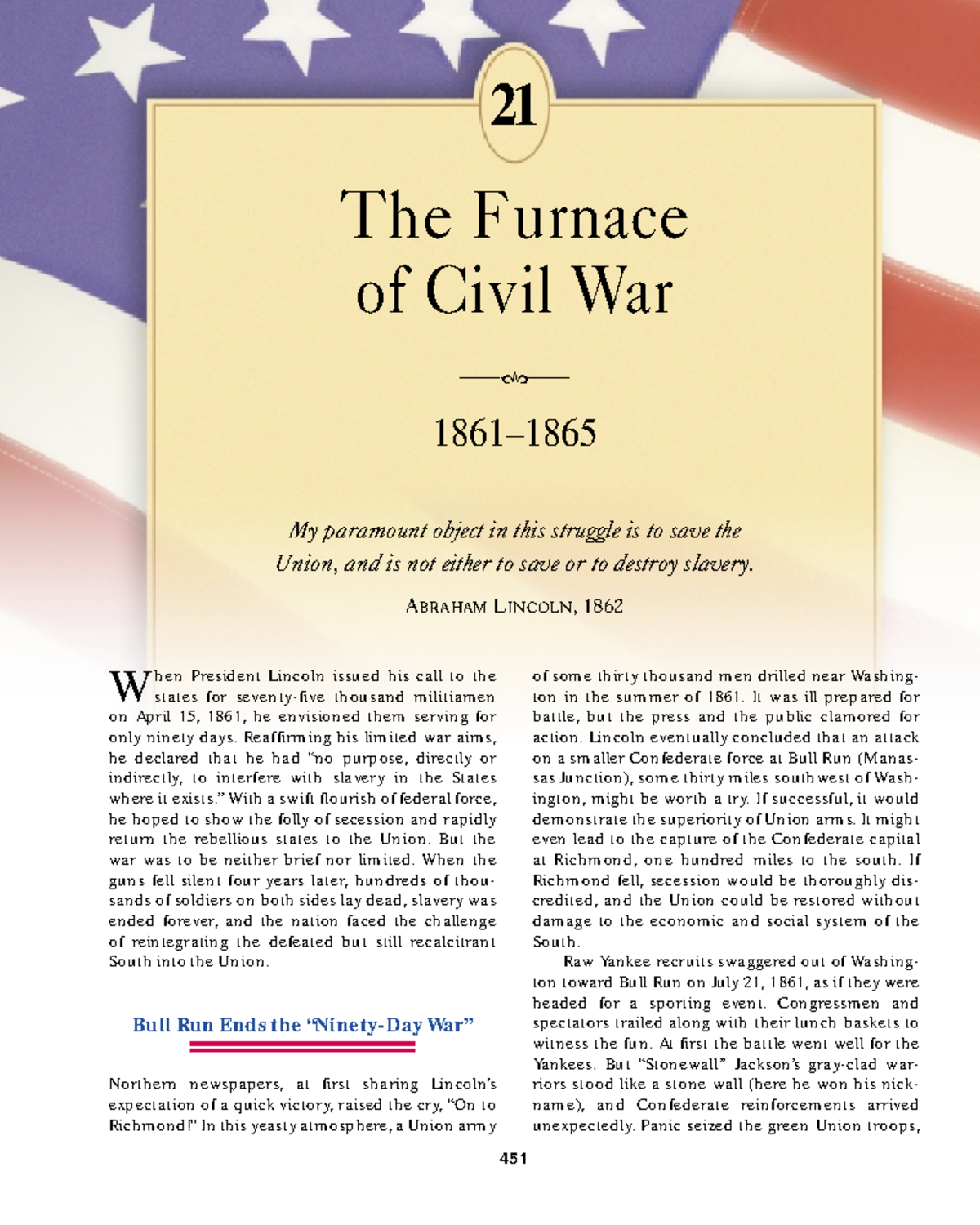 American Pageant Chapter 21: The Furnace of Civil War Analysis - Studocu