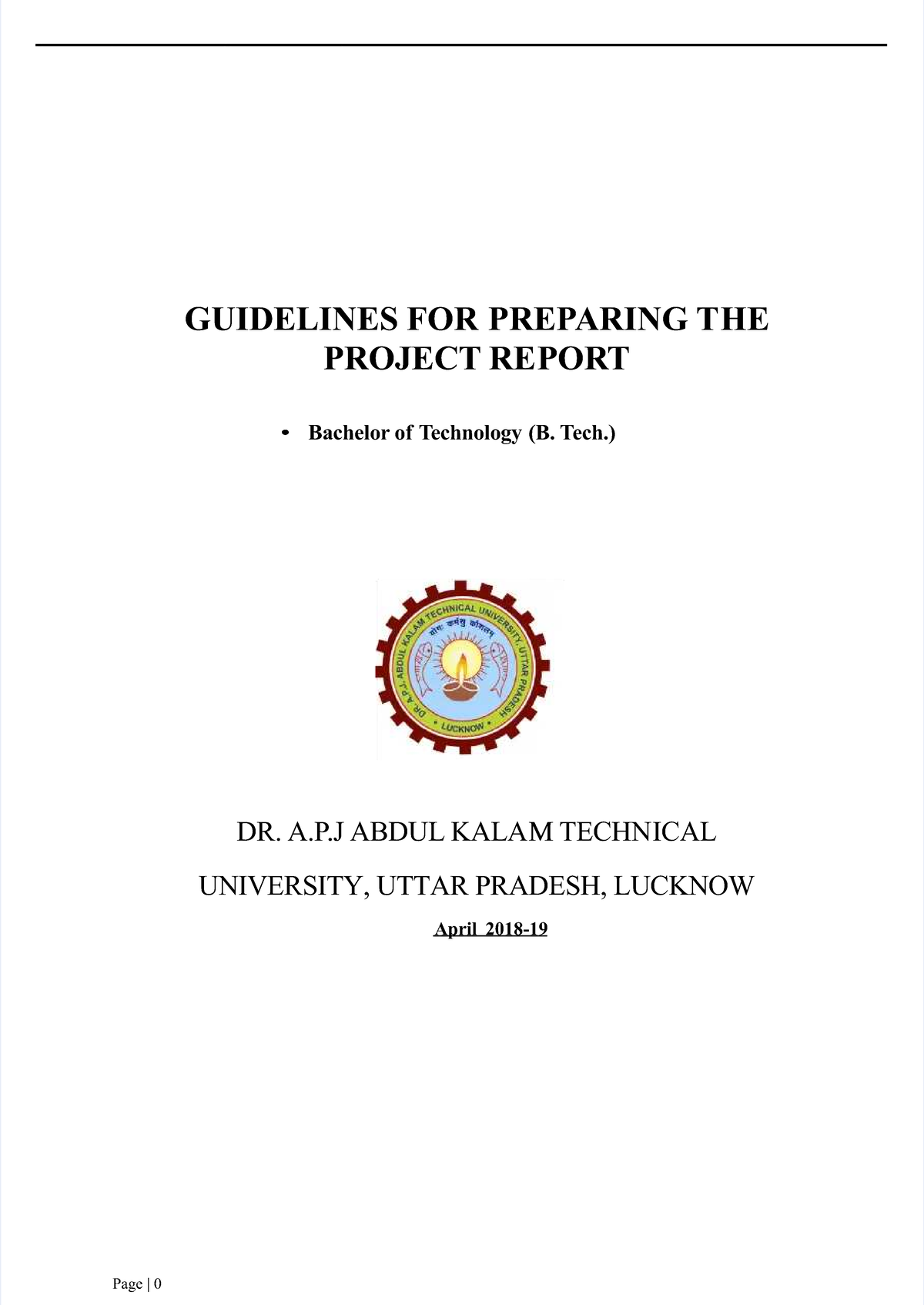 Pdf-akt-Project Report Format 2018-19 for B.Tech Students - Studocu