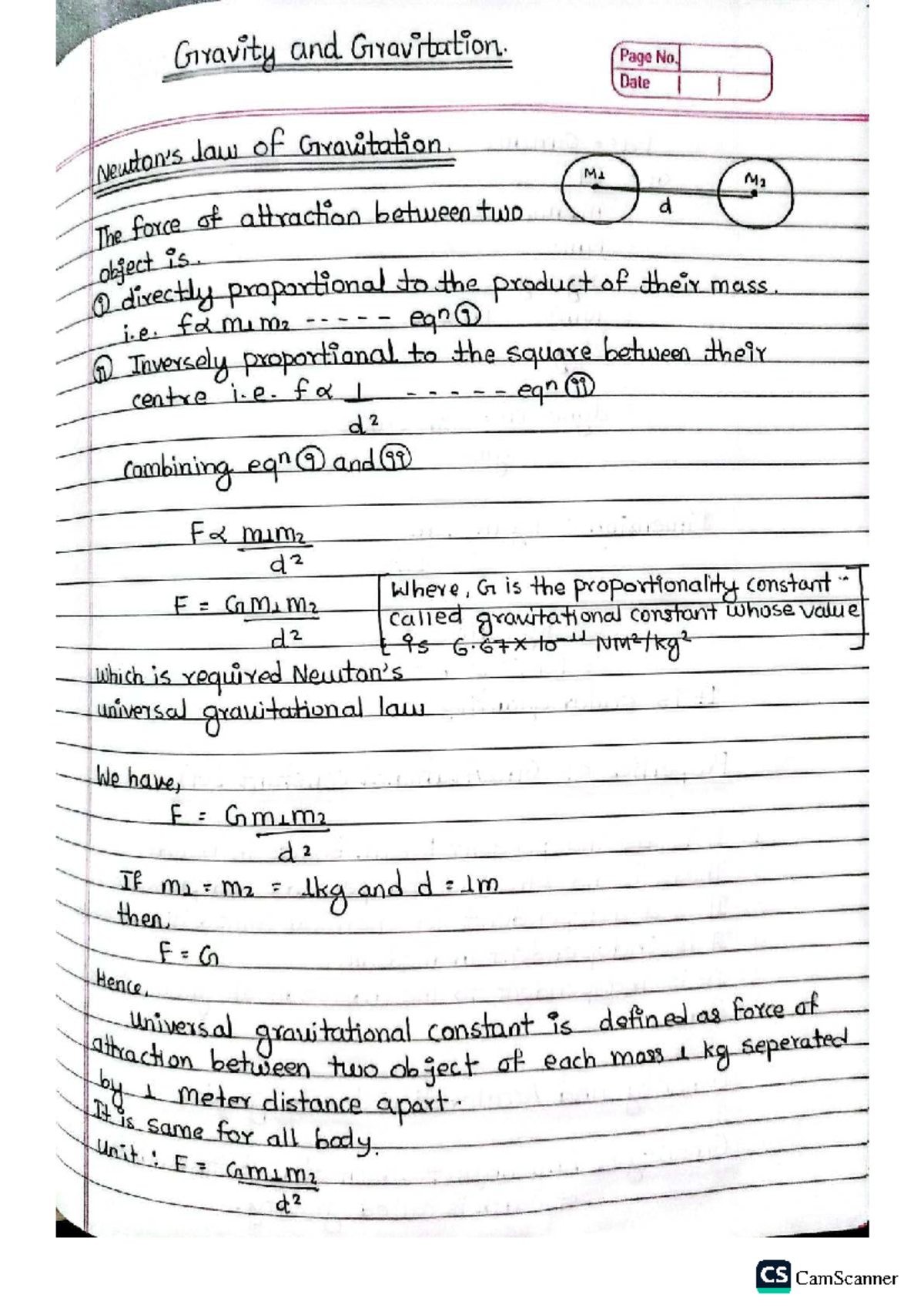 Gravity Notes Merged - PHYS 101 Lecture Notes - Studocu